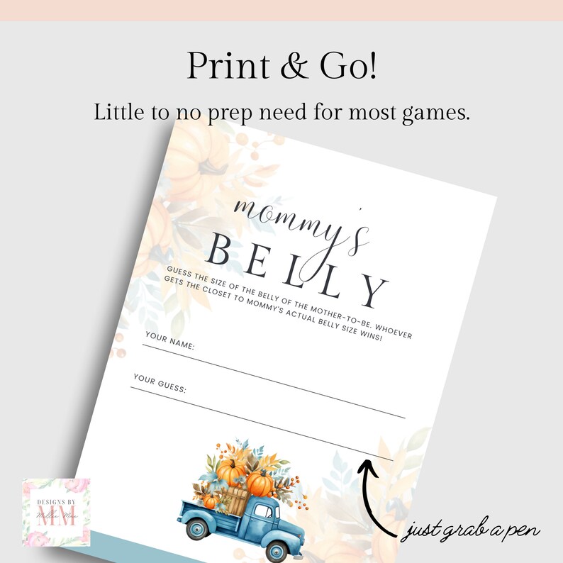 Blue Truck Baby Shower Game Bundle, Fall Boy Baby Shower Games Bundle ...