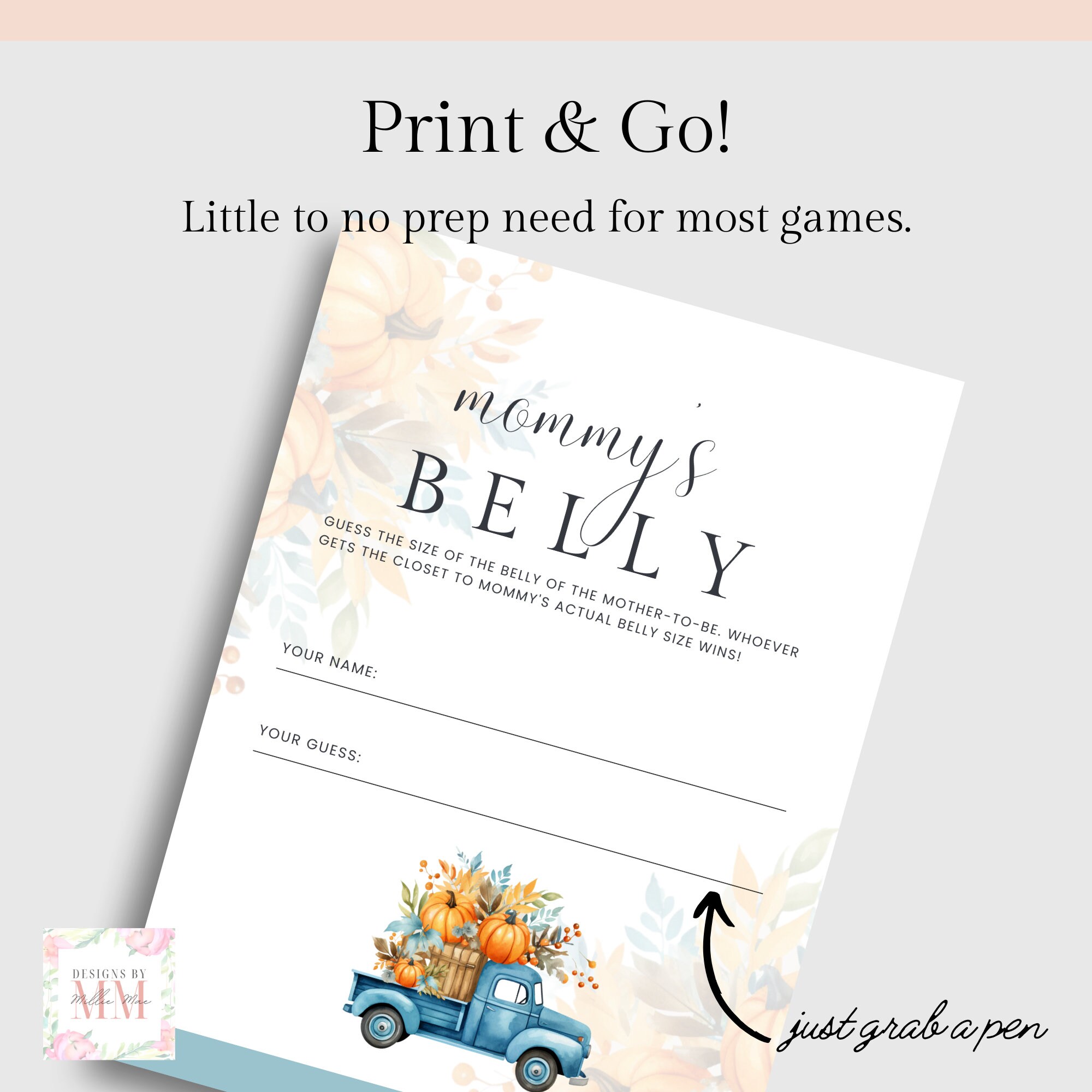 Blue Truck Baby Shower Game Bundle, Fall Boy Baby Shower Games Bundle ...