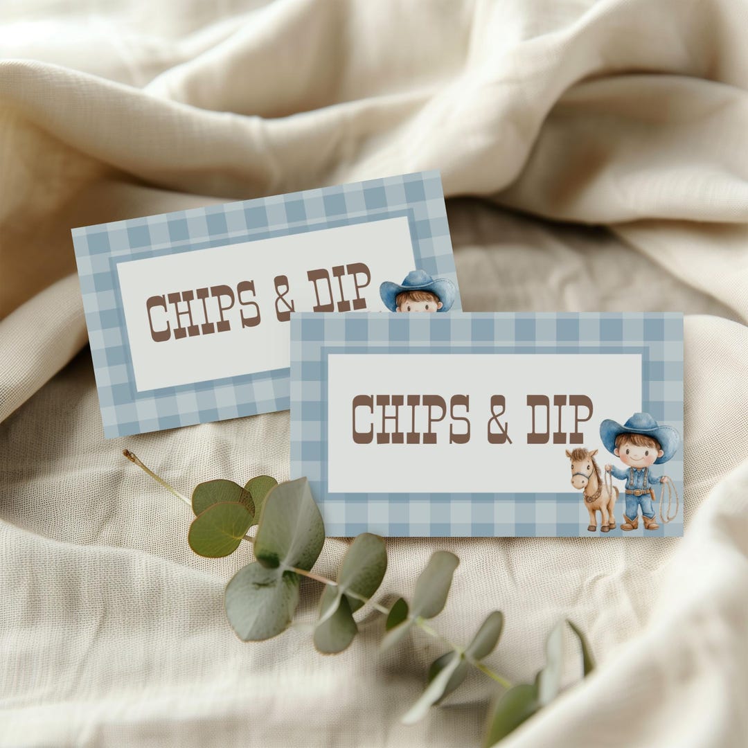 First Rodeo Food Card Template - Editable Blue Food Labels - Printable ...