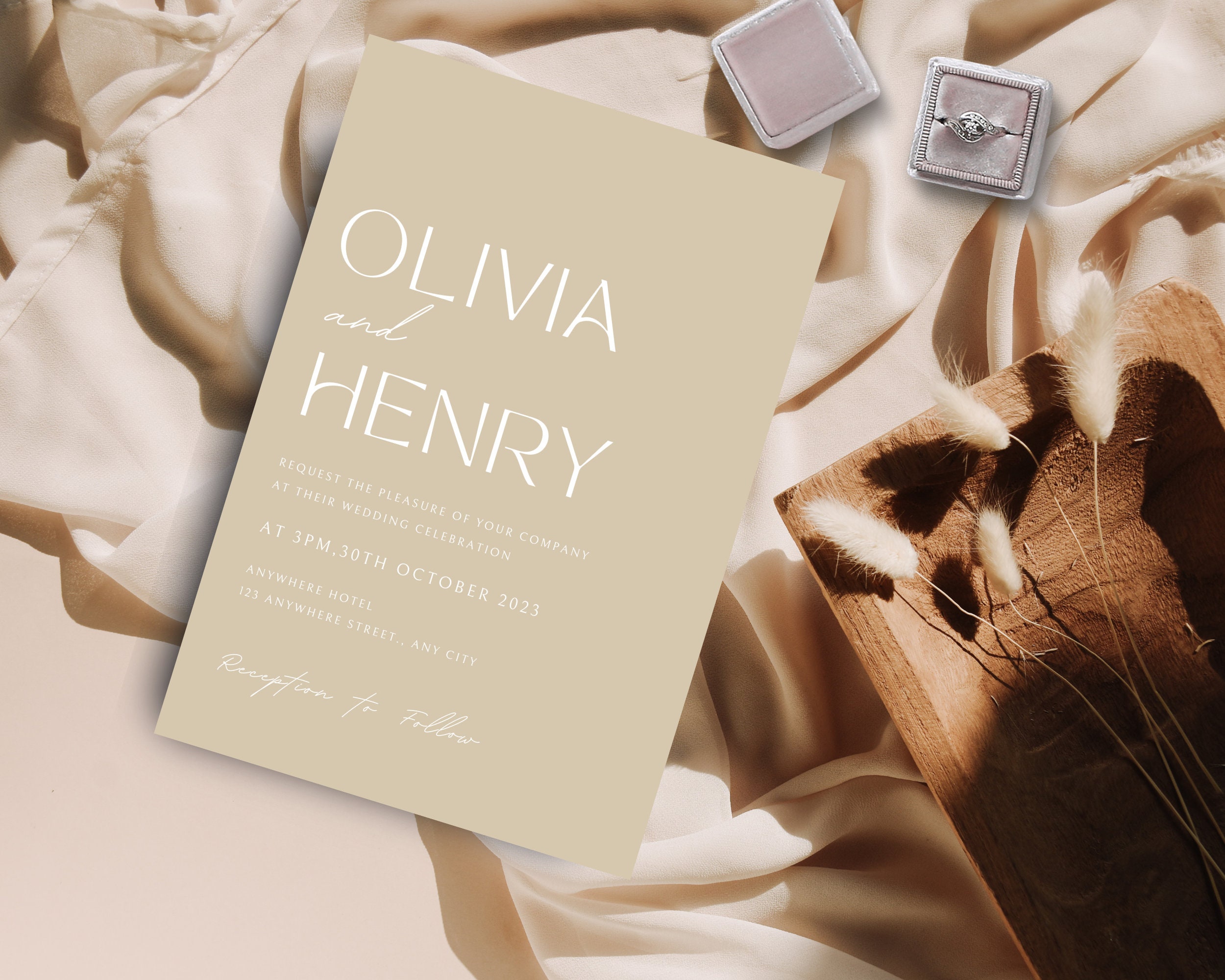 Tan Wedding Invitation Instant Download Boho Wedding - Etsy