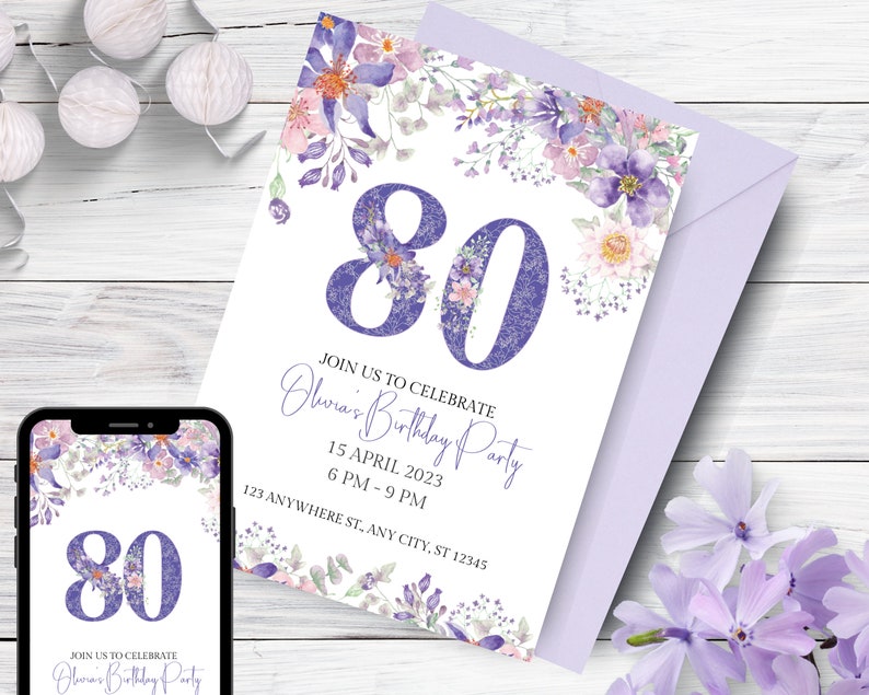 Downloadable 80th Birthday Invitation Template Surprise 80th Birthday