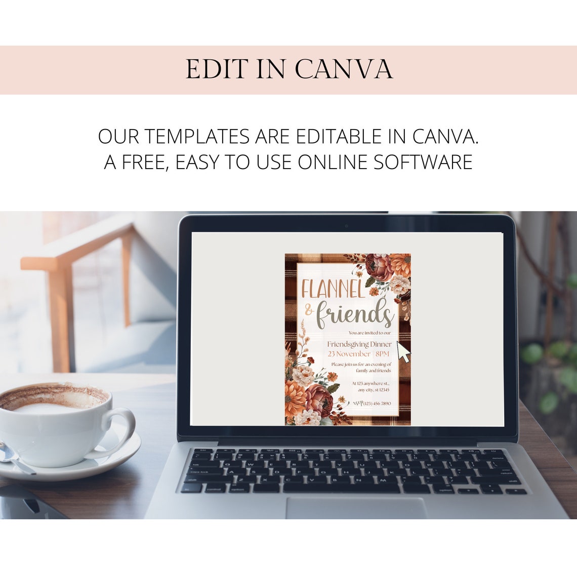 Friendsgiving Invitation Flannel & Friends, Friends Casual Thanksgiving ...