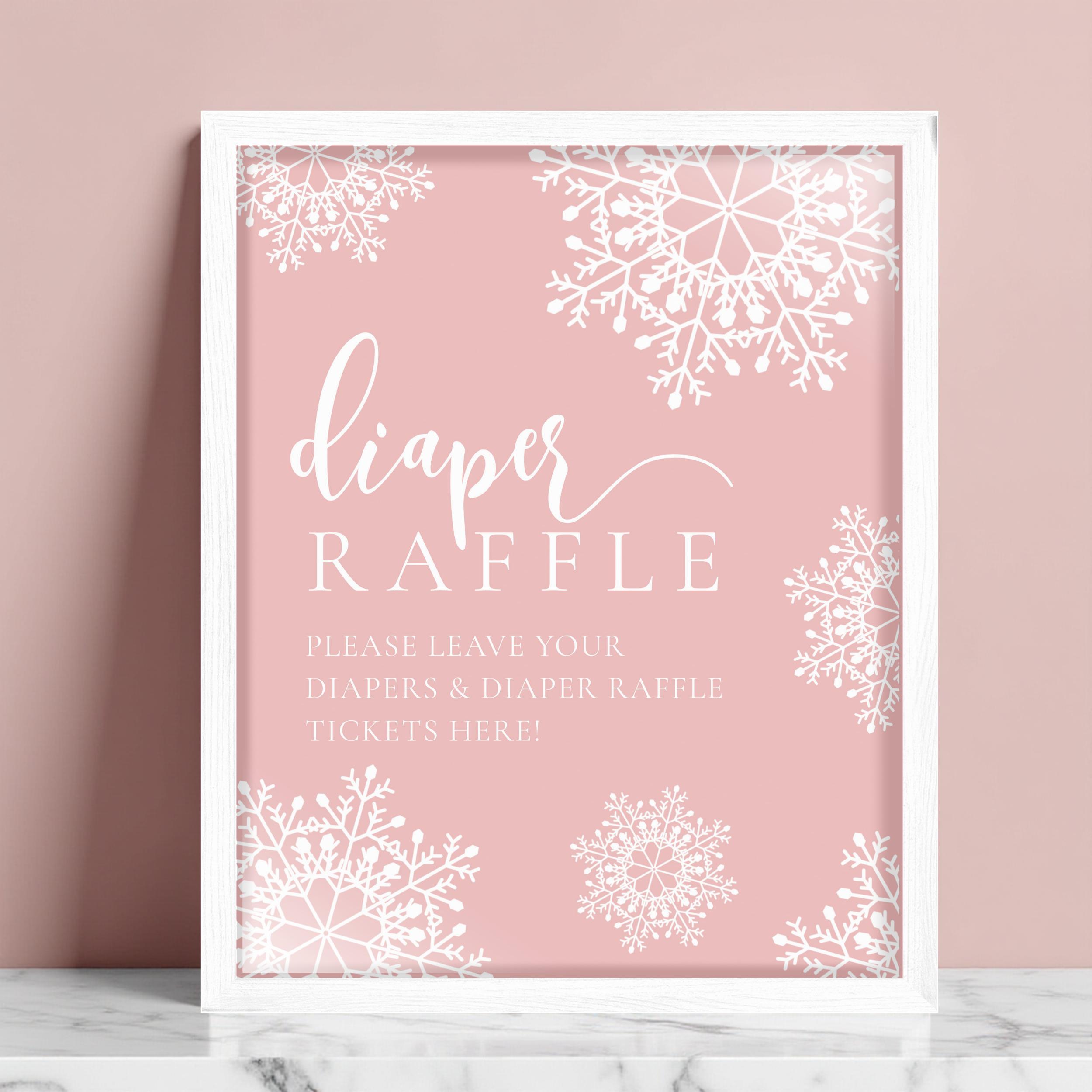Pink Snowflake Diaper Raffle Sign & Tickets, Instant Download, Baby Its ...