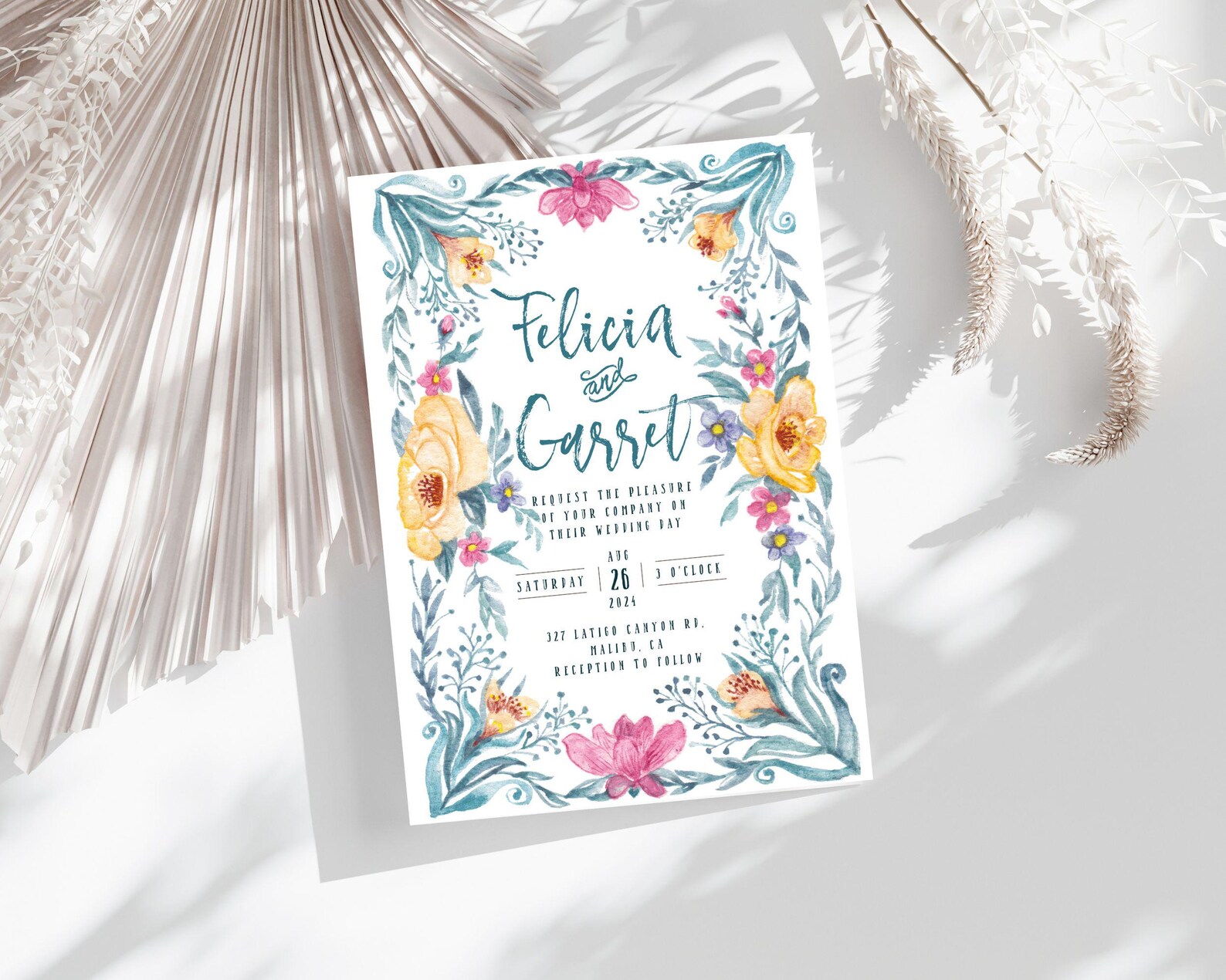 Whimsical Wedding Invite, Watercolor Floral, Whimsical Wedding ...