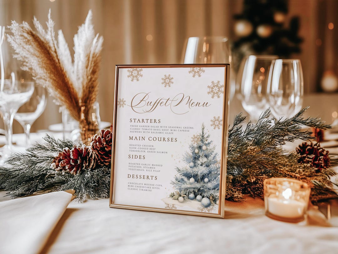 Christmas Tree Buffet Menu Template - Bridal Shower Signs - Editable in ...