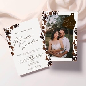 Cow Print Wedding Invitation Rustic Photo Template Instant Download ...