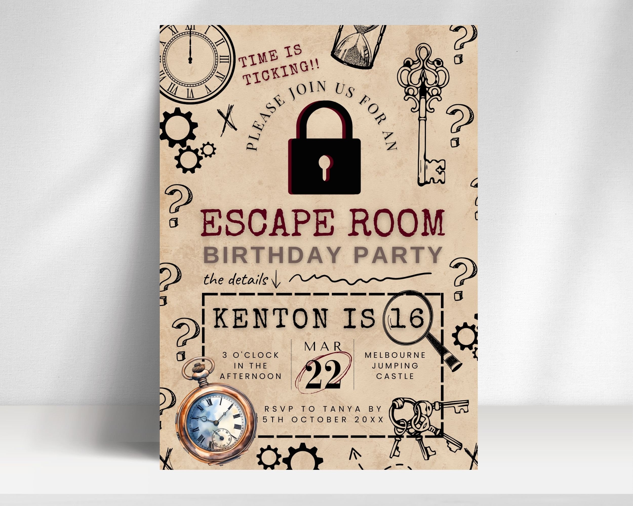 Escape Room Birthday Invite, Escape Room Printable Invitations Digital ...