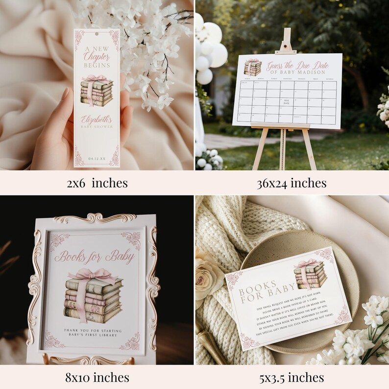 New Chapter Pink Baby Shower Bundle, Editable Games, Invitations, and ...