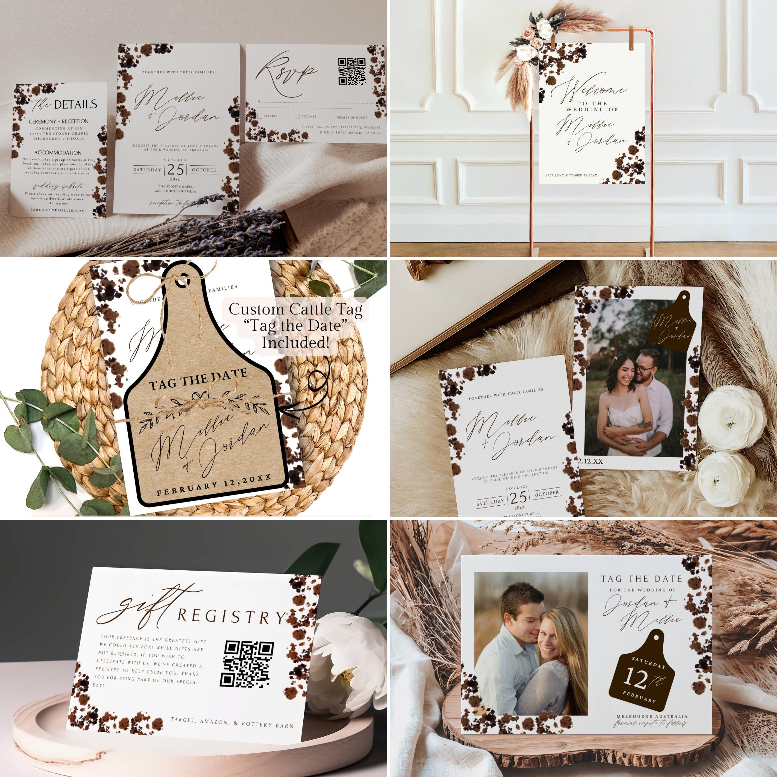 Cow Print Wedding Template Bundle, Western Wedding Bundle Large Bundle ...