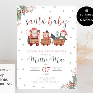 Santa Baby Shower Invitation, Winter Baby Shower, Editable Template ...