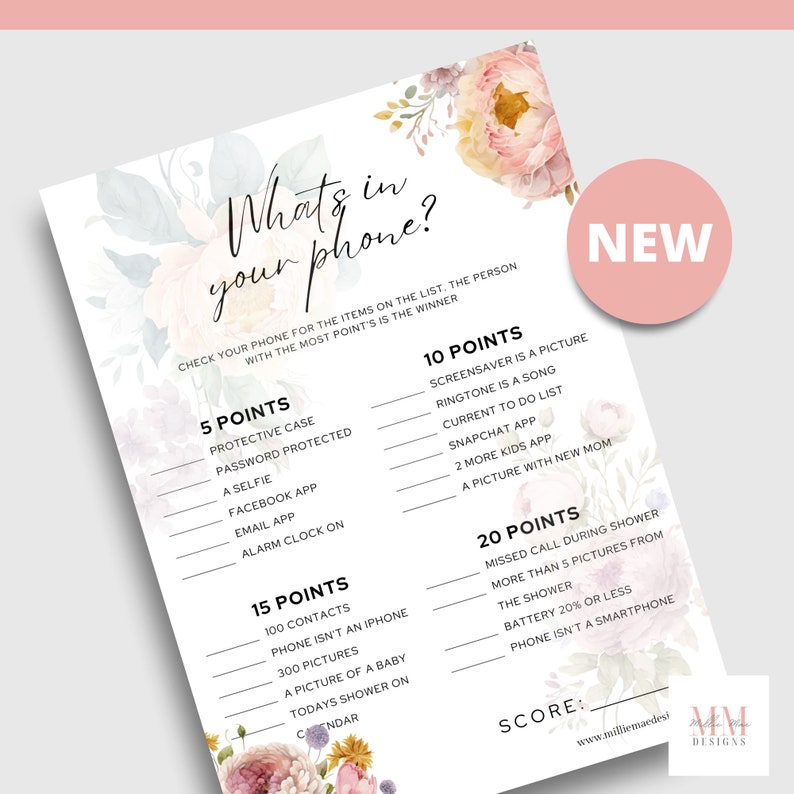 Baby in Bloom Baby Shower Games Printable Baby Shower Games, BSBL1 ...