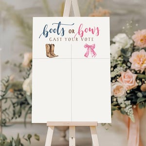 Boots or Bows Gender Reveal Sign - Printable Template - Editable Boots ...