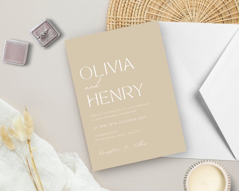 Tan Wedding Invitation, Instant Download | Boho Wedding Invitation ...