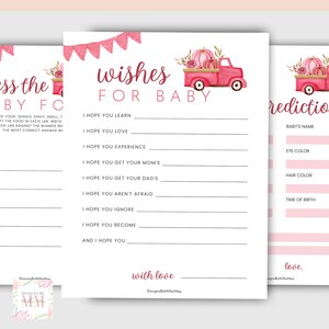 Pink Truck Baby Shower Game Bundle, Fall Girl Baby Shower Games Bundle ...