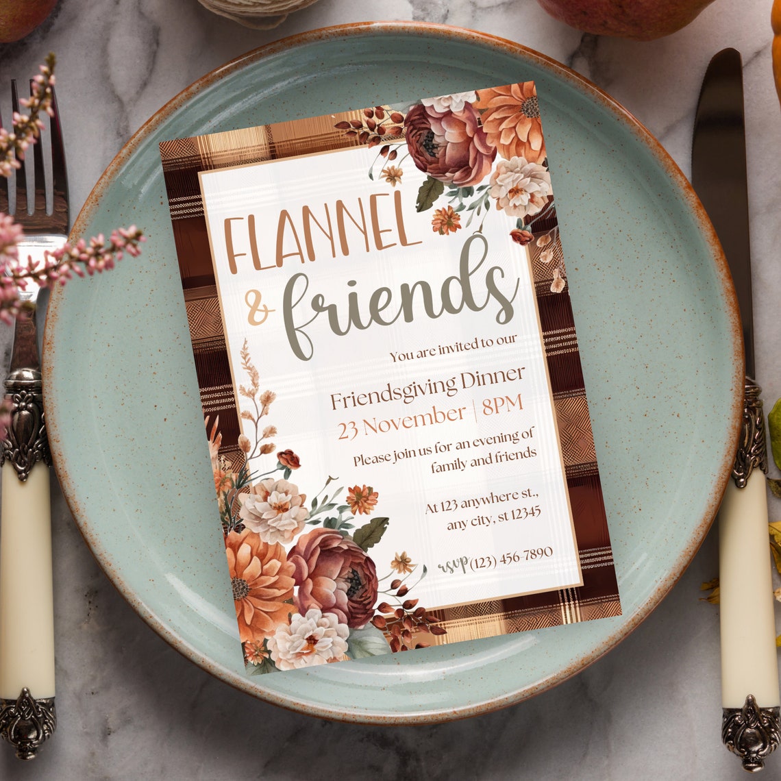 Friendsgiving Invitation Flannel & Friends Friends Casual - Etsy