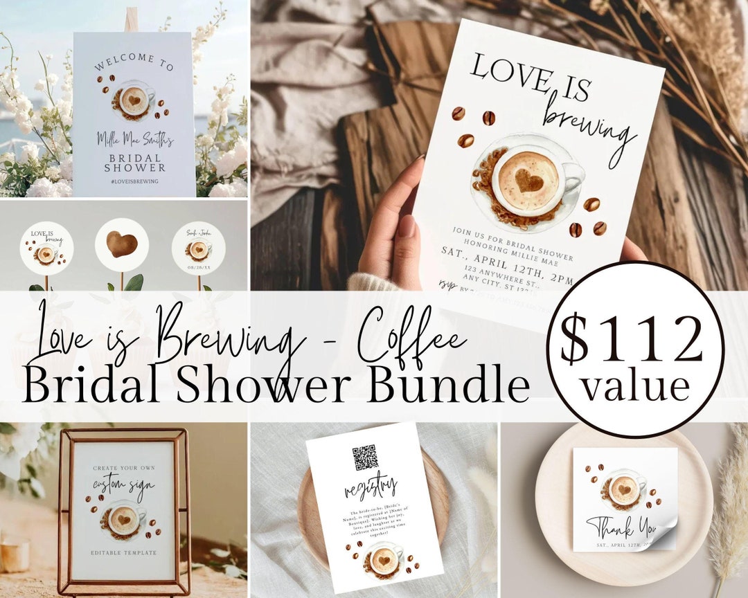 Love is Brewing Bridal Shower Bundle, Coffee Bridal Shower Invitation ...