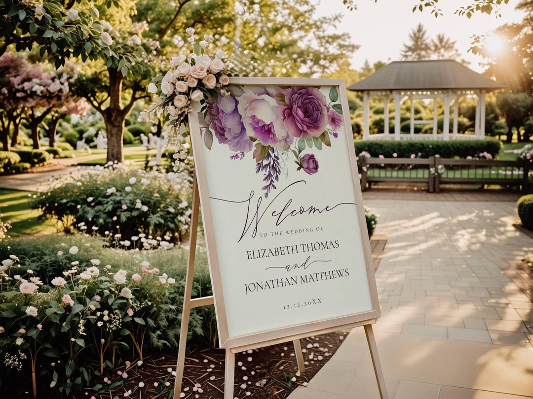 Wedding Welcome Sign in Purple, Welcome to the Wedding Sign Purple ...