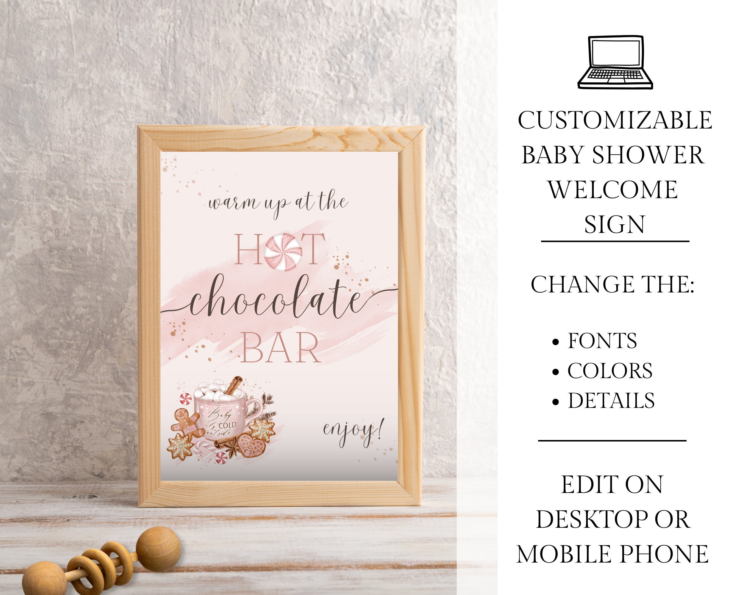 Baby Its Cold Outside Baby Shower Table Sign, Girls, Hot Chocolate Bar ...