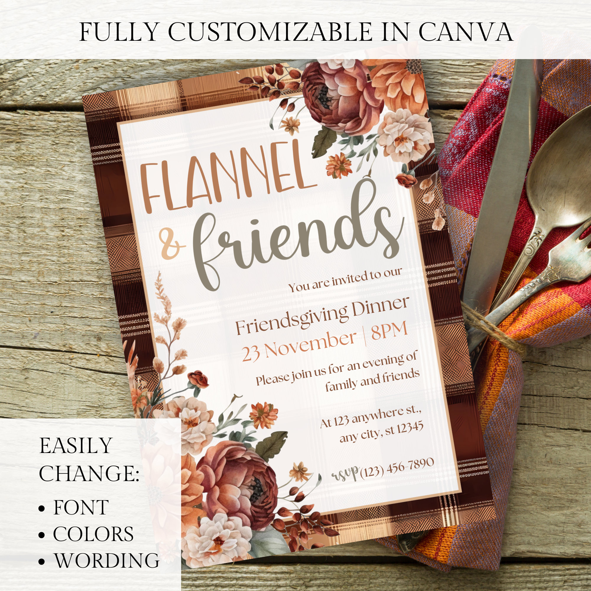 Friendsgiving Invitation Flannel & Friends Friends Casual - Etsy