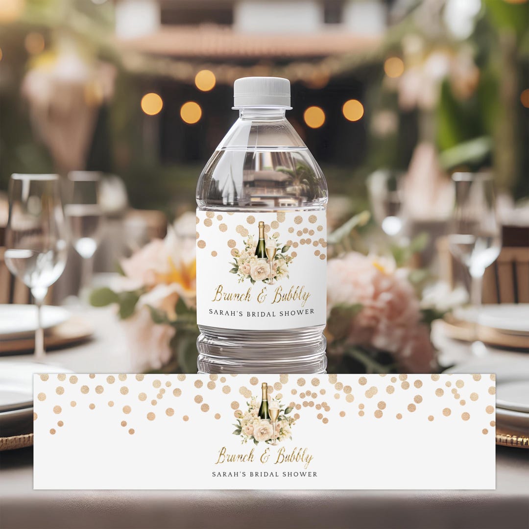 Brunch and Bubbly Water Bottle Labels Editable Brunch and Bubbly Decor ...