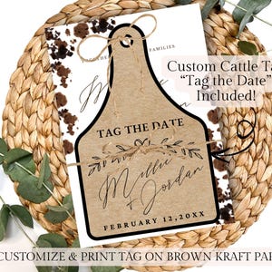 Cow Print Wedding Invitation - Rustic Photo Template - Instant Download ...