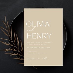 Tan Wedding Invitation, Instant Download | Boho Wedding Invitation ...