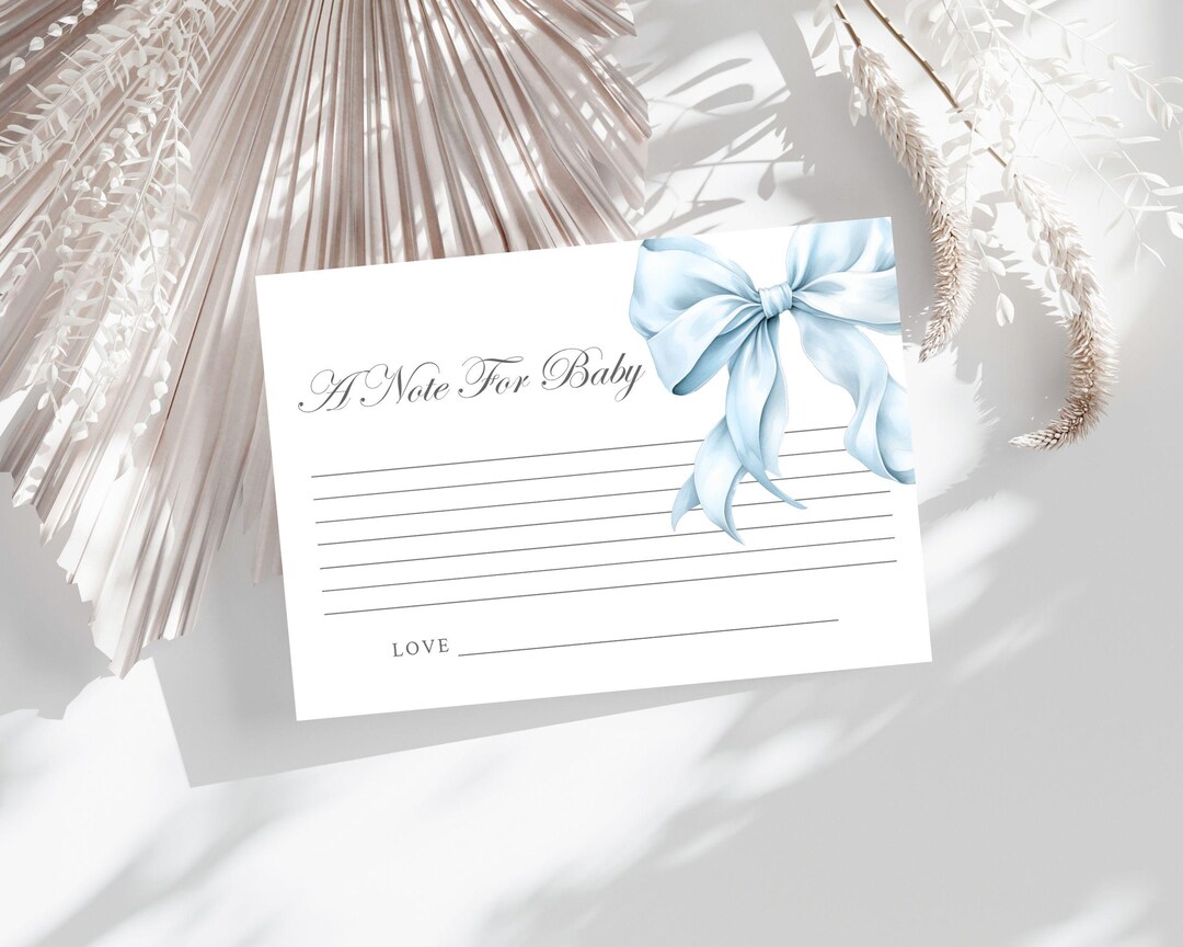 Blue Baby Shower Note for Baby Card, Baby Shower Template, Editable in ...