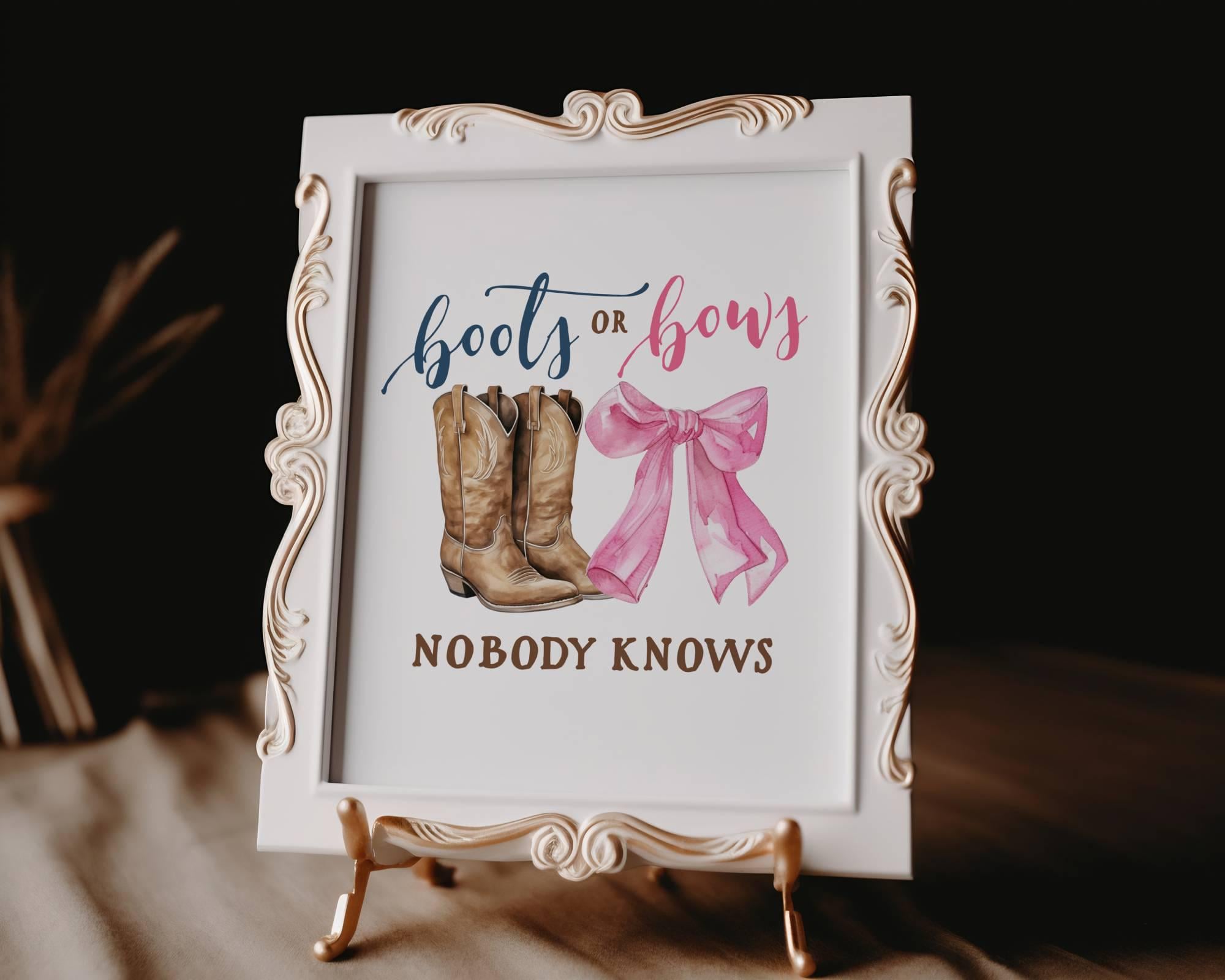 Boots or Bows Sign Bundle - Gender Reveal Decor - Boy or Girl - Western ...