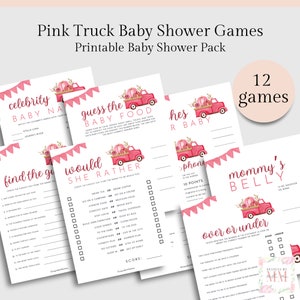 Pink Truck Baby Shower Game Bundle, Fall Girl Baby Shower Games Bundle ...