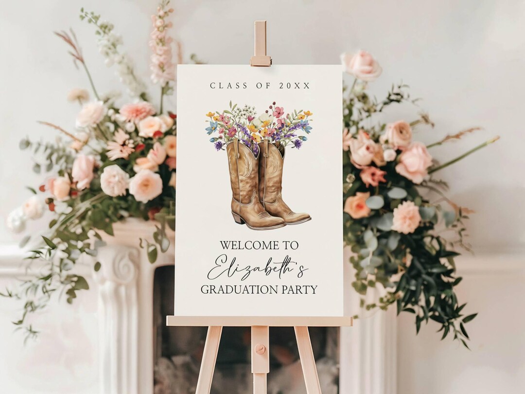 Western Graduation Party Welcome Sign, Instant Download | Graduation ...