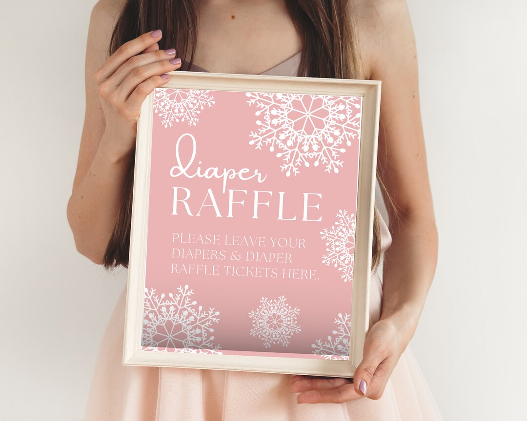 Pink Snowflake Diaper Raffle Sign & Tickets, Instant Download, Baby Its ...
