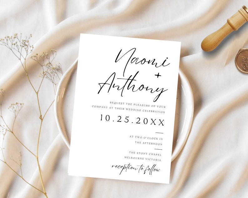 Wedding Invitation Cursive, Script Font | Wedding Invitation Template ...