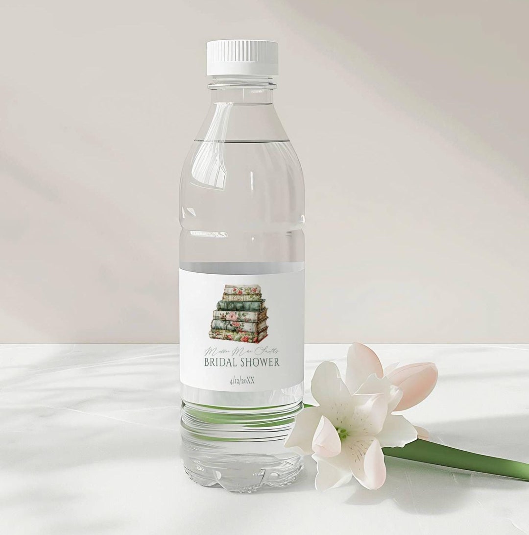 A New Chapter Begins Water Bottle Labels, Editable Bridal Shower Decor ...