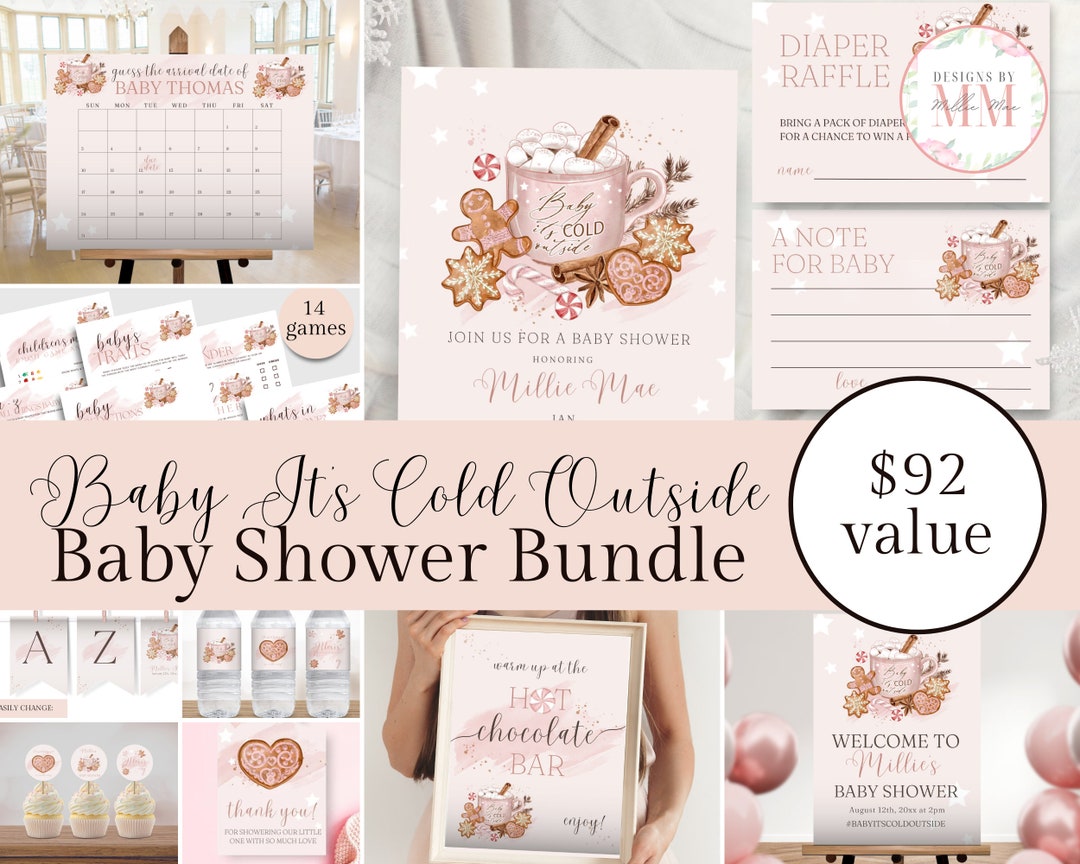 Baby Its Cold Outside Baby Shower Bundle, Girls, Baby Shower Decor ...