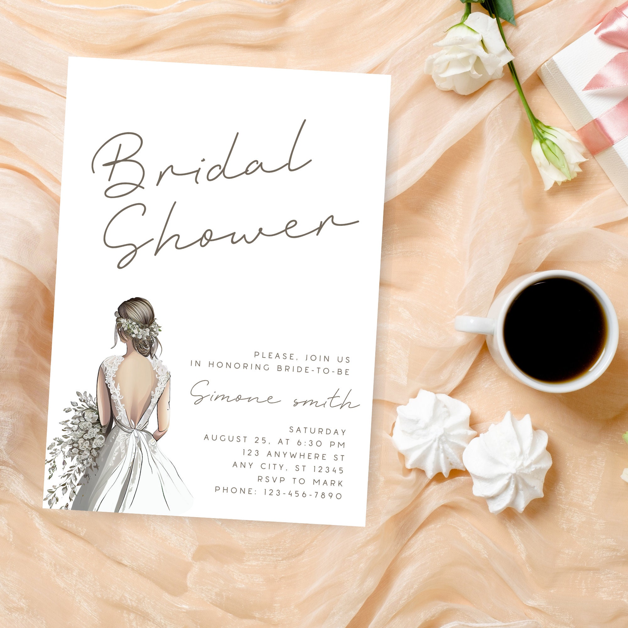 Bride to Be Bridal Shower Invitation, Beautiful Simple Watercolor ...