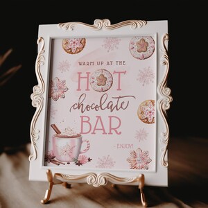 Cookies and Cocoa Pink Hot Chocolate Bar Sign, Editable Baby Shower ...