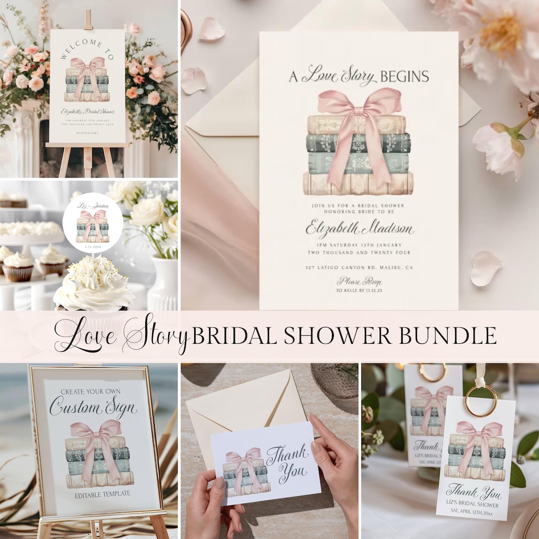 Love Story Bridal Shower Bundle , Book Themed Bridal Shower Bundle ...