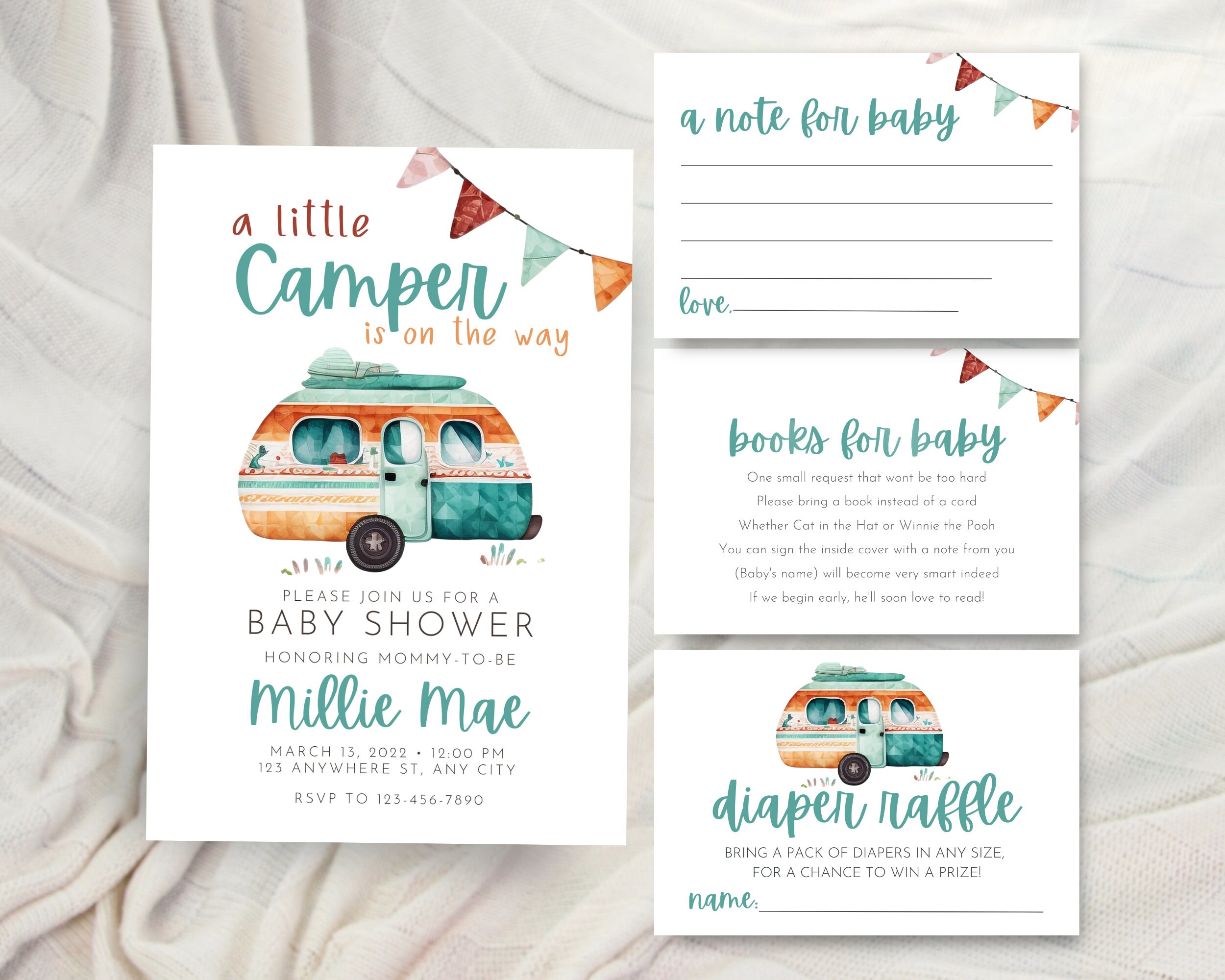 Little Camper Baby Shower Invite Set, Little Camper Baby Shower ...