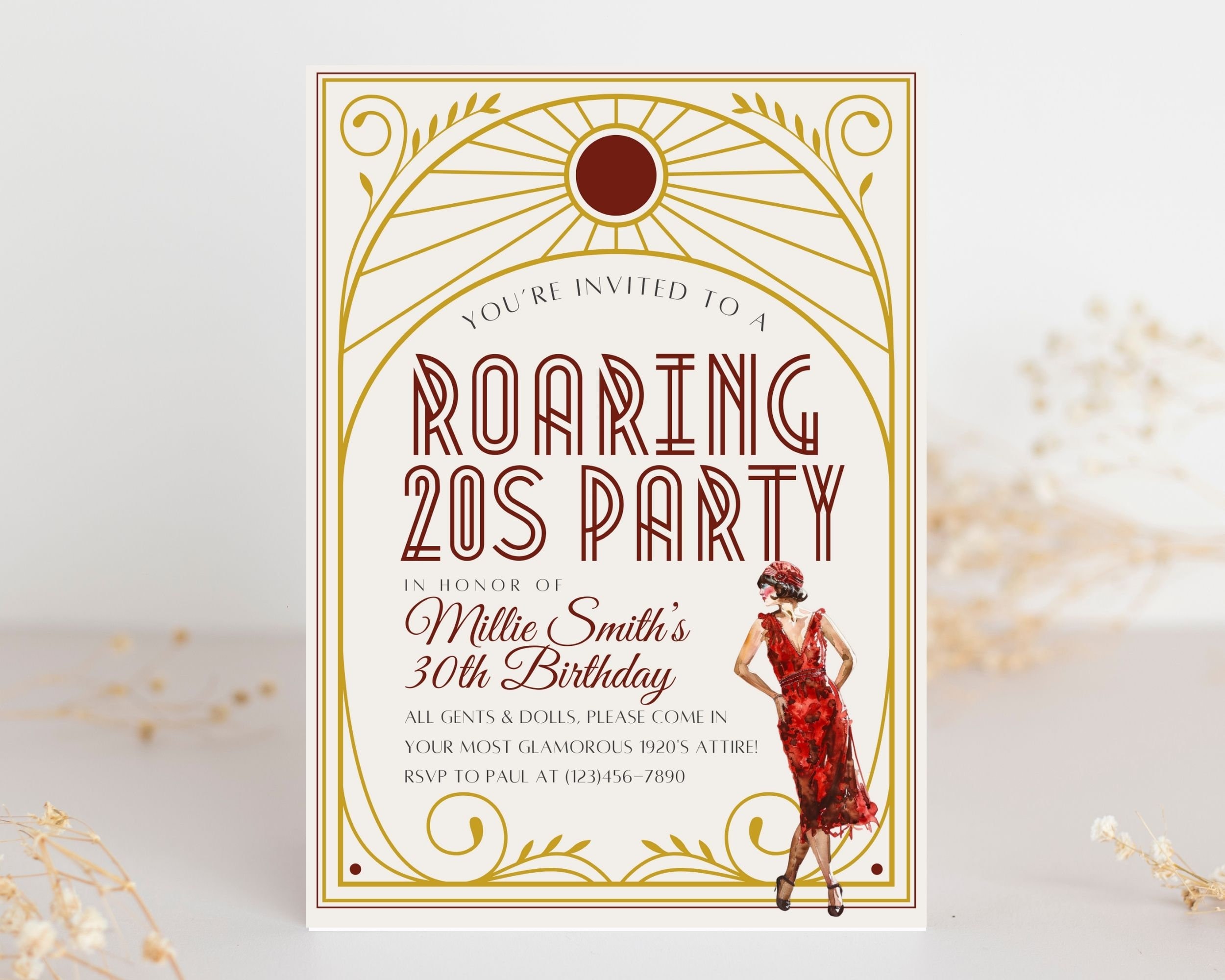 Roaring 20s Birthday Invite, Editable Gatsby Invitation | Roaring 20S ...