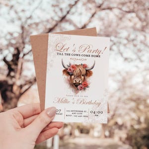 Highland Cow Invitation, Digital Download | Editable Highlander Cow ...