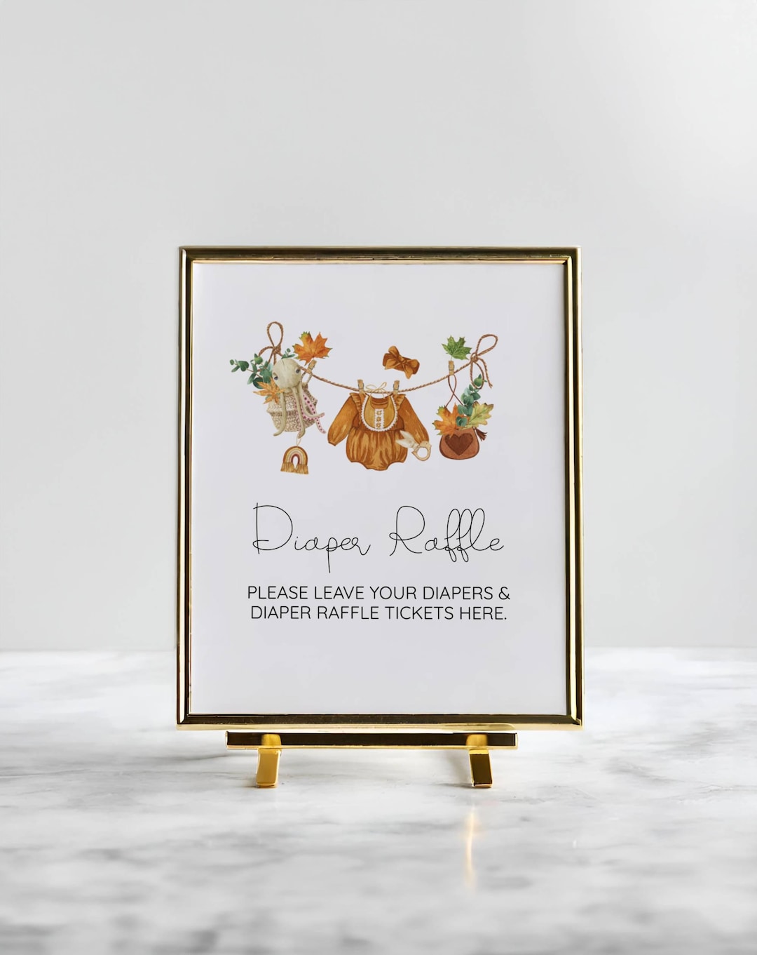 Fall Girl Clothesline Diaper Raffle Sign & Tickets, Instant Download ...