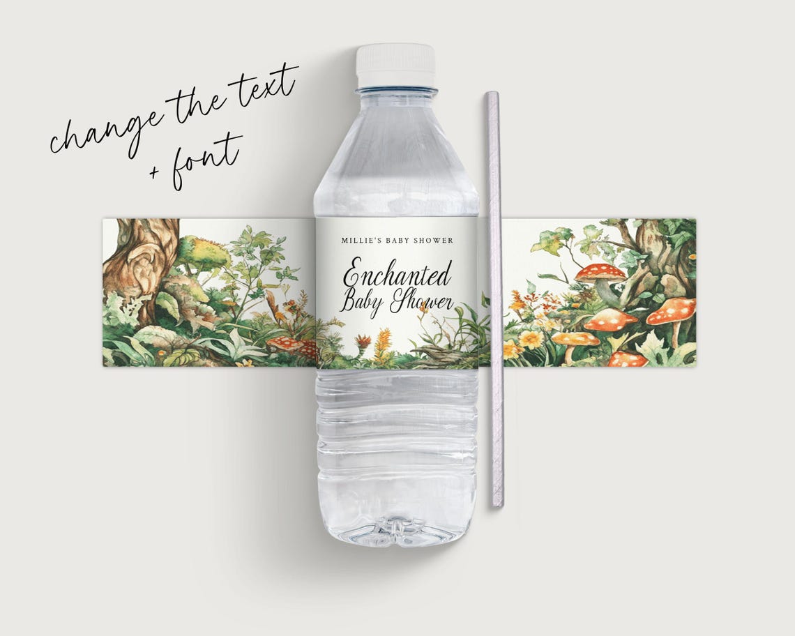 Enchanted Forest Water Bottle Labels, Enchanted Baby Shower Label ...