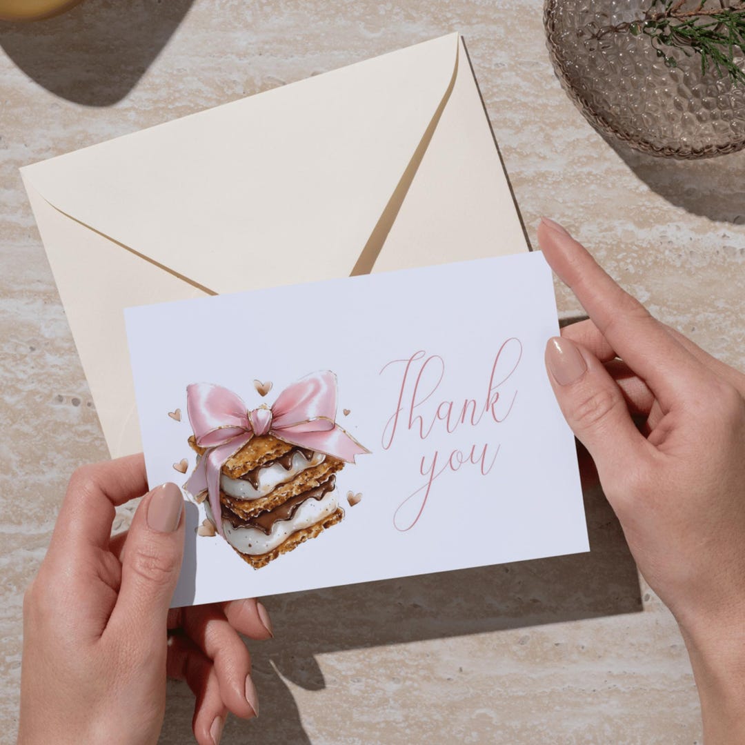 Pink Smore to Love Thank You Card - Editable Adding Smore Love Baby ...