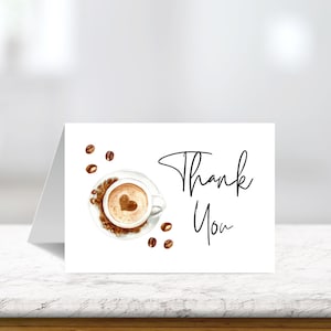 Coffee Themed Thank You Card, Template, Editable Text, Thank You Cards ...