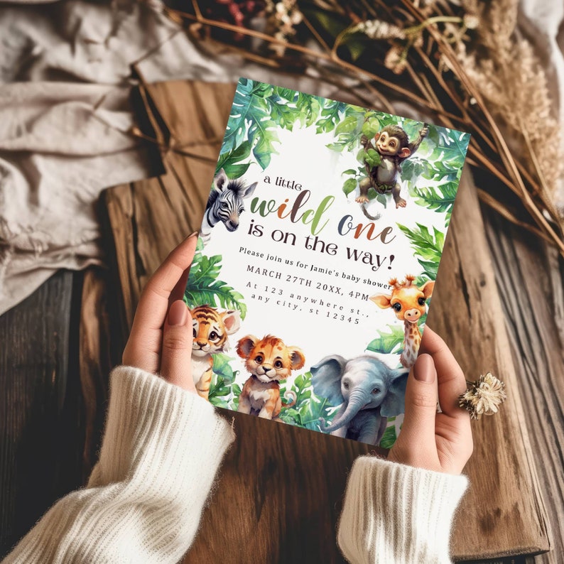 A Little Wild One Baby Shower Invitation, Safari Baby Shower Invitation ...