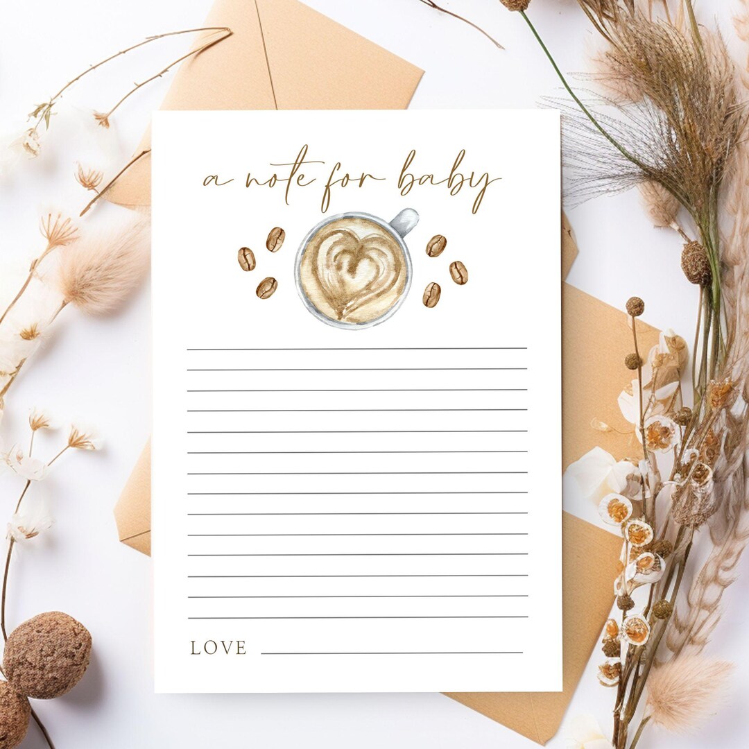 Coffee Baby Shower Note for Baby Card, Baby Shower Template, Editable ...