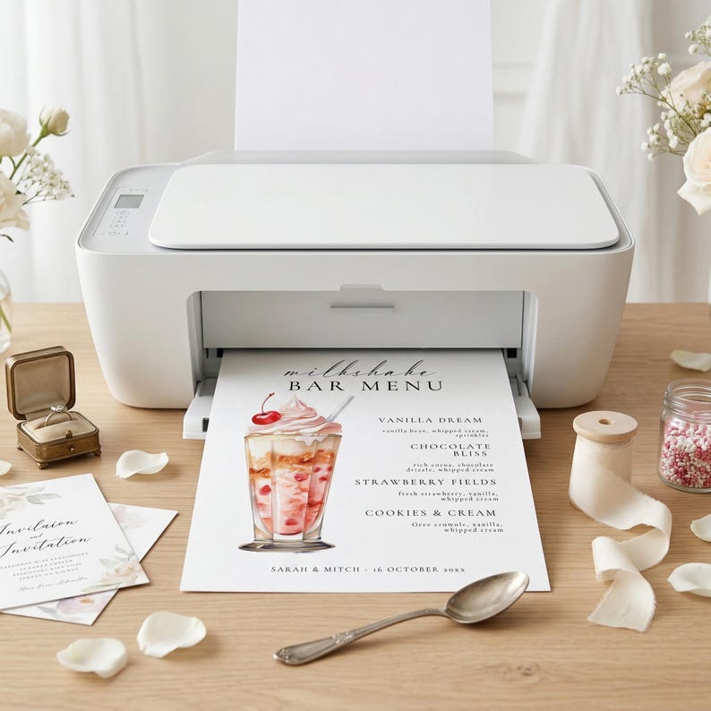 Milkshake Bar Menu Sign Template | Editable Canva Wedding Bar Sign ...