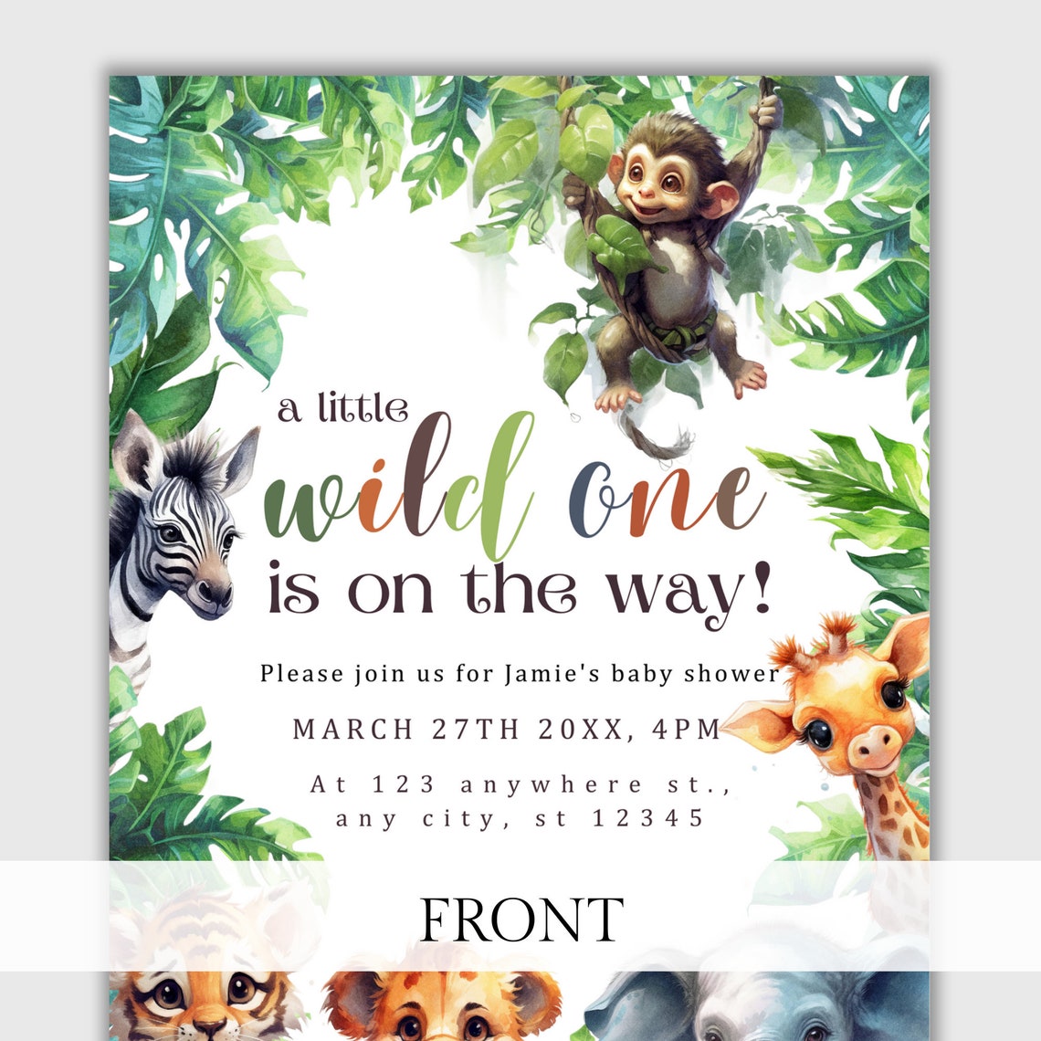 A Little Wild One Baby Shower Invitation, Safari Baby Shower Invitation ...