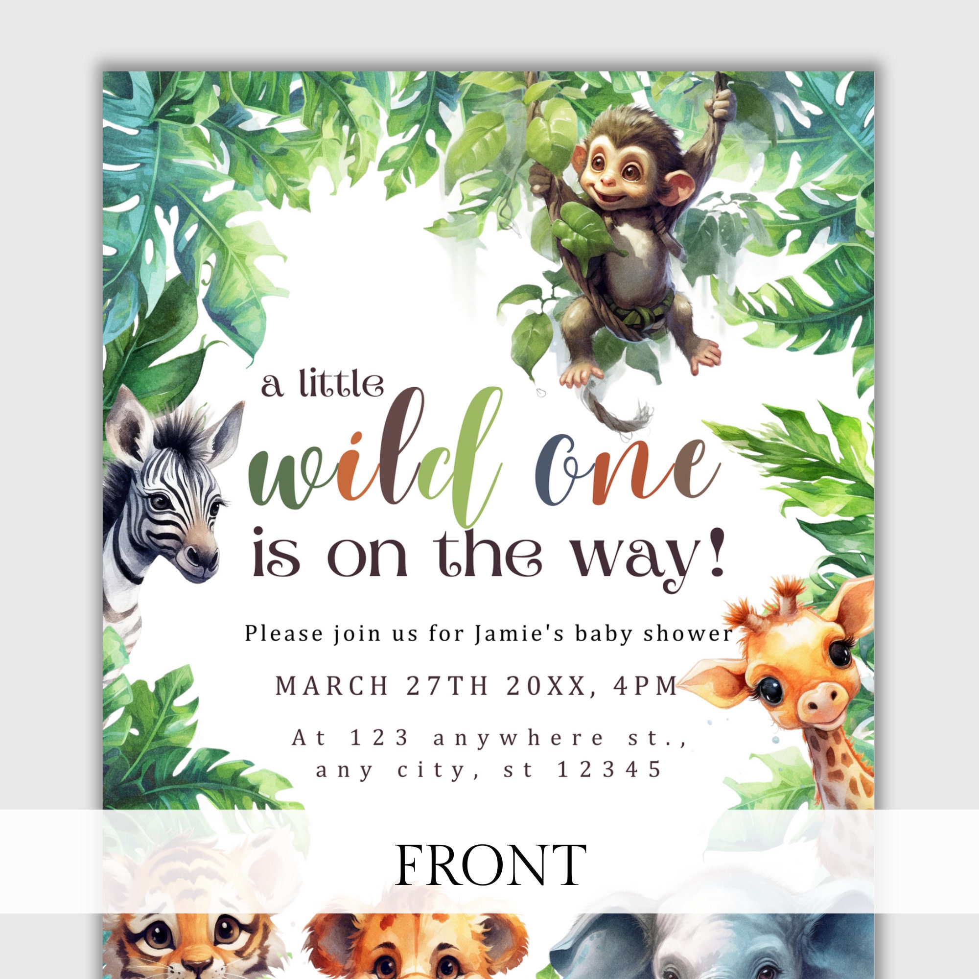 A Little Wild One Baby Shower Invitation, Safari Baby Shower Invitation ...