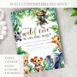 A Little Wild One Baby Shower Invitation, Safari Baby Shower Invitation ...